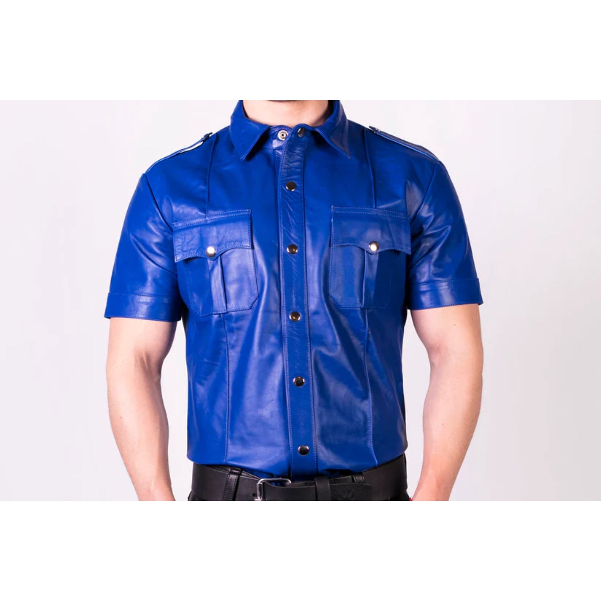 Prowler RED Slim Fit Leather Police Shirt Blue | Simply Pleasure